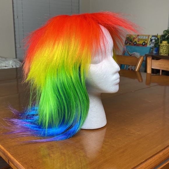 Accessories | Rocker Layered Rainbow Multi Color Wig Purple Blue Green ...